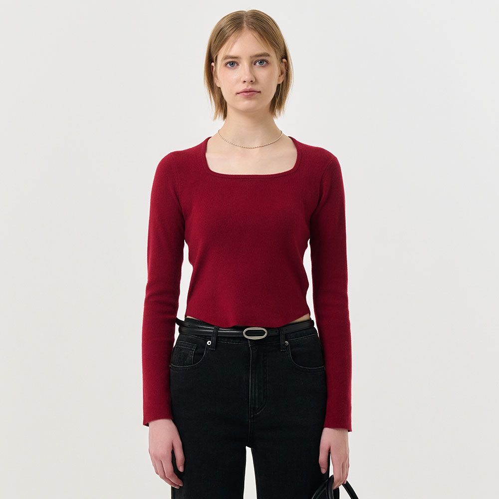 WOMAN 슈퍼파인 울 스퀘어넥 풀오버 [BURGUNDY] / WBD4L05546 - 감도 깊은 취향 셀렉트샵 29CM