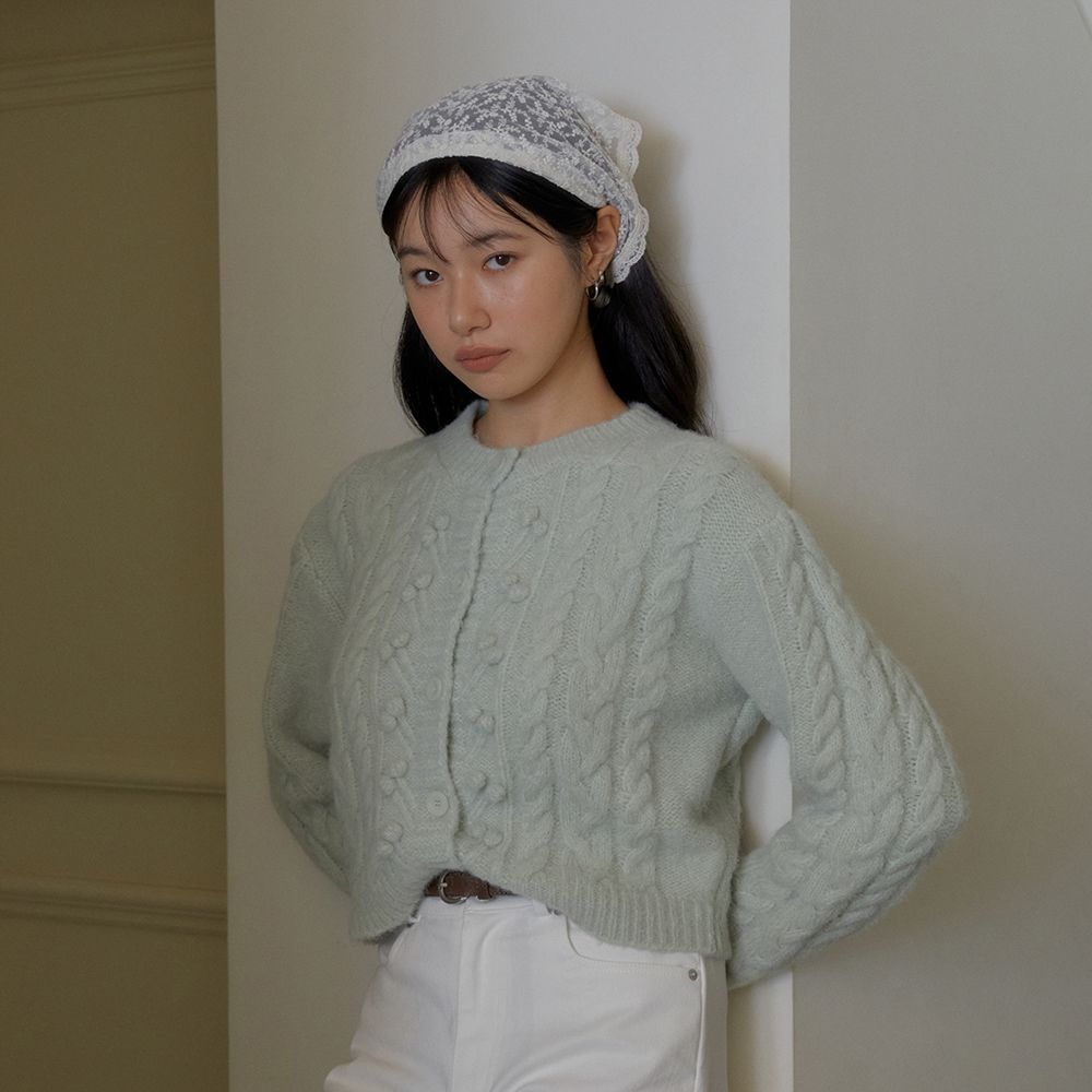 POM POM TWIST CARDIGAN (MINT) - 감도 깊은 취향 셀렉트샵 29CM
