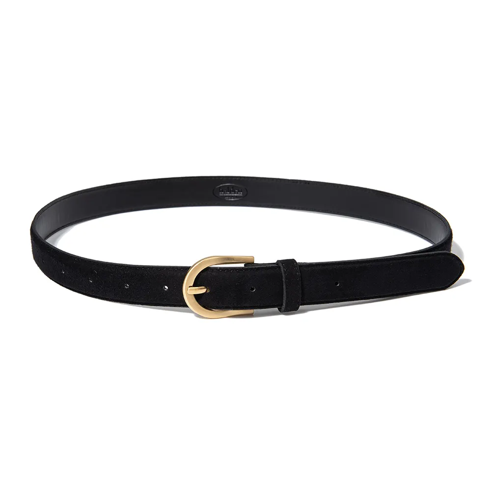 (W) round gold buckle suede belt (T026_black) - 감도 깊은 취향 셀렉트샵 29CM