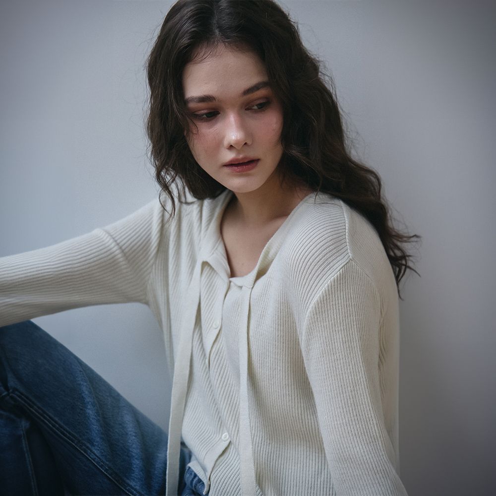 RIBBON TIE KNIT CARDIGAN_CREAM - 감도 깊은 취향 셀렉트샵 29CM