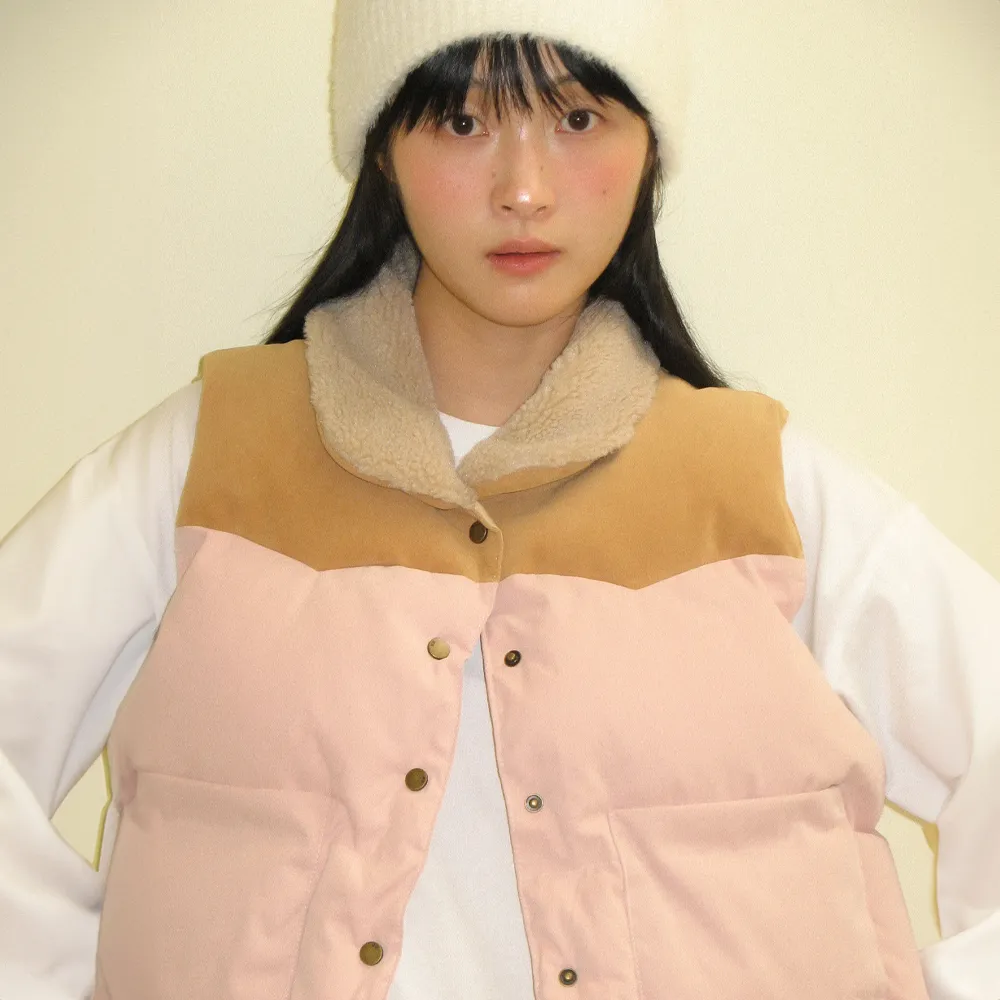 SUEDE BLOCK PADDING VEST SOFT PINK - 감도 깊은 취향 셀렉트샵 29CM