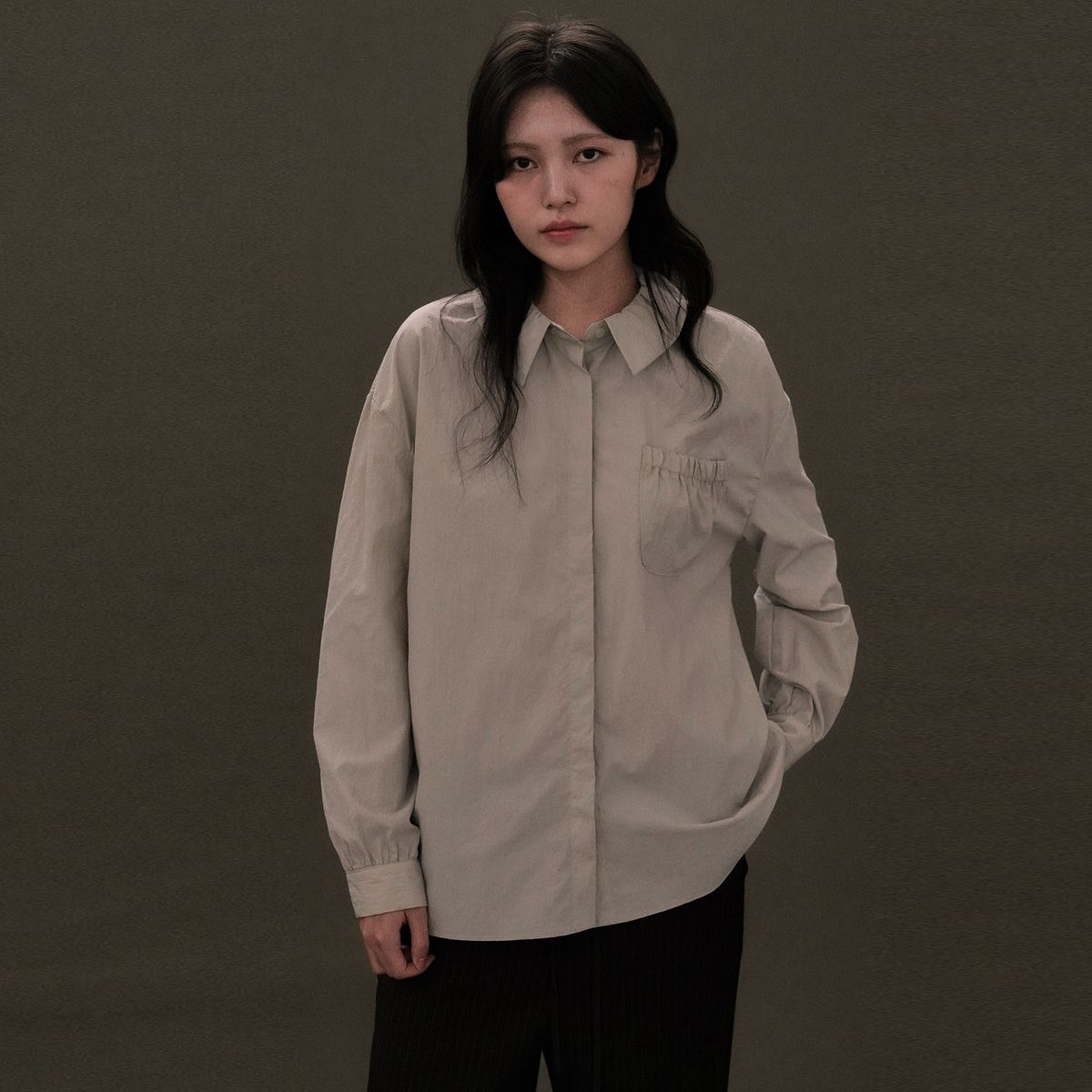 SHIRRING COLLAR SHIRTS [ MINT BEIGE ] - 감도 깊은 취향 셀렉트샵 29CM