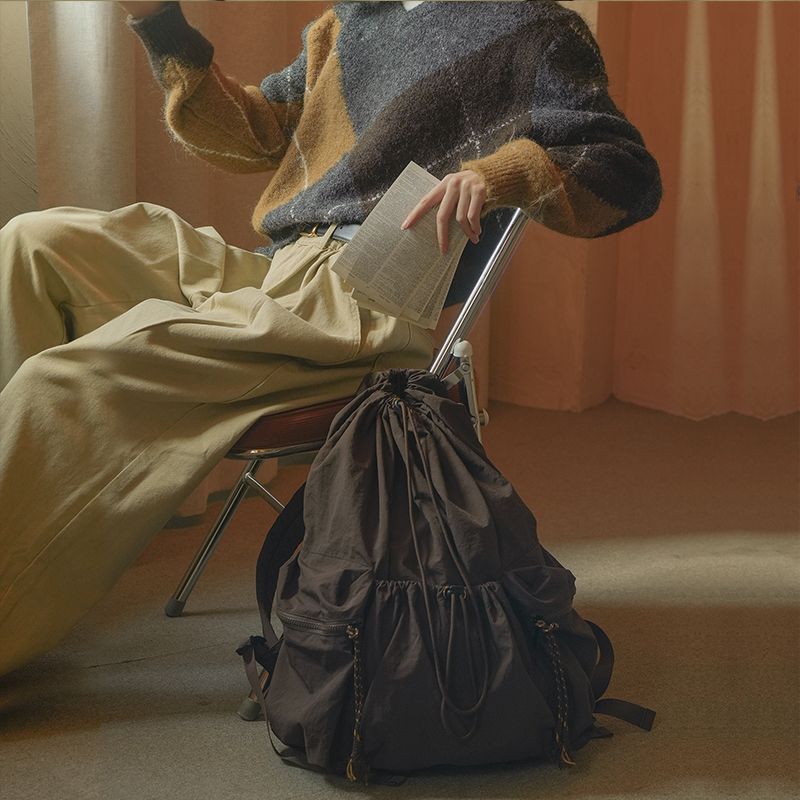 Drawstring nylon backpack Brown - 감도 깊은 취향 셀렉트샵 29CM