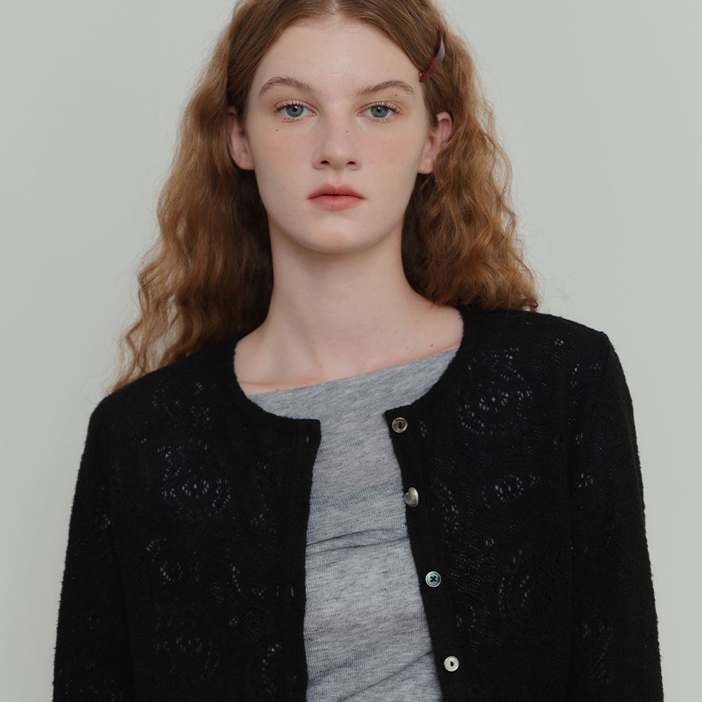 Flower Mix Button Cardigan - Black - 감도 깊은 취향 셀렉트샵 29CM