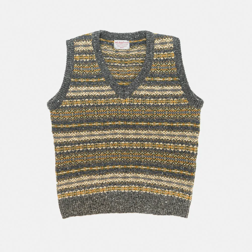 [MICHAEL ROSS] FISHERMAN FAIR ISLE SLIP OVER (F18) - Unshin donegal ...