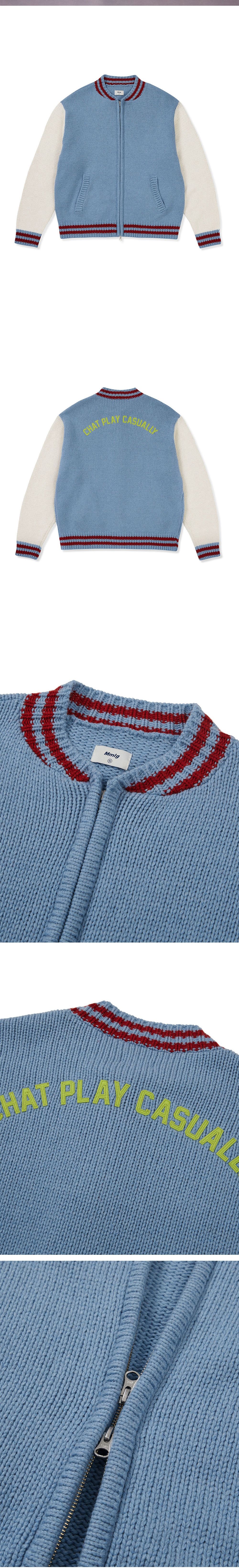 [Mmlg] PLAYER KNIT JACKET (BLUE) - 감도 깊은 취향 셀렉트샵 29CM