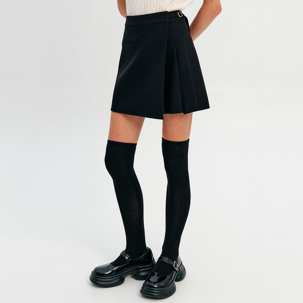 로얄 울 랩 플리츠 스커트_블랙 / ROYAL WOOL RAP PLEATS SKIRT_BLACK - 감도 깊은 취향 셀렉트샵 29CM