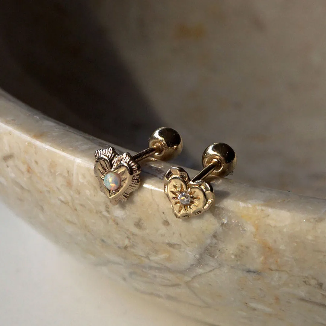 14k vintage heart stone piercing (2type) - 감도 깊은 취향 셀렉트샵 29CM