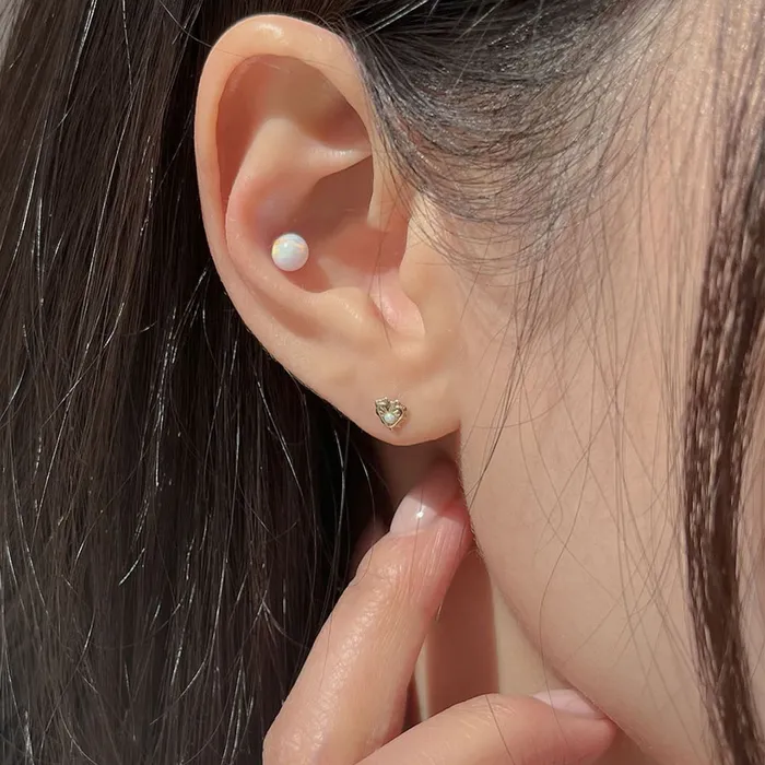 14k vintage heart stone piercing (2type) - 감도 깊은 취향 셀렉트샵 29CM