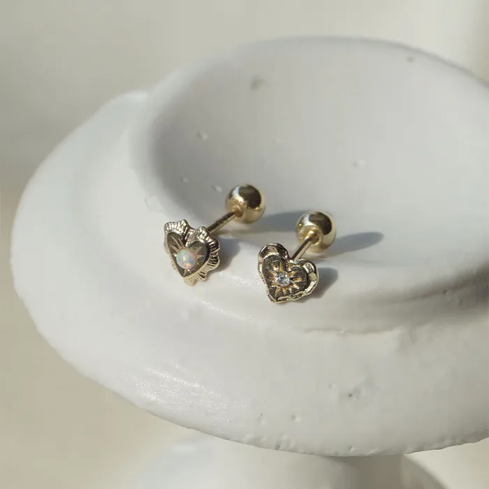 14k vintage heart stone piercing (2type) - 감도 깊은 취향 셀렉트샵 29CM