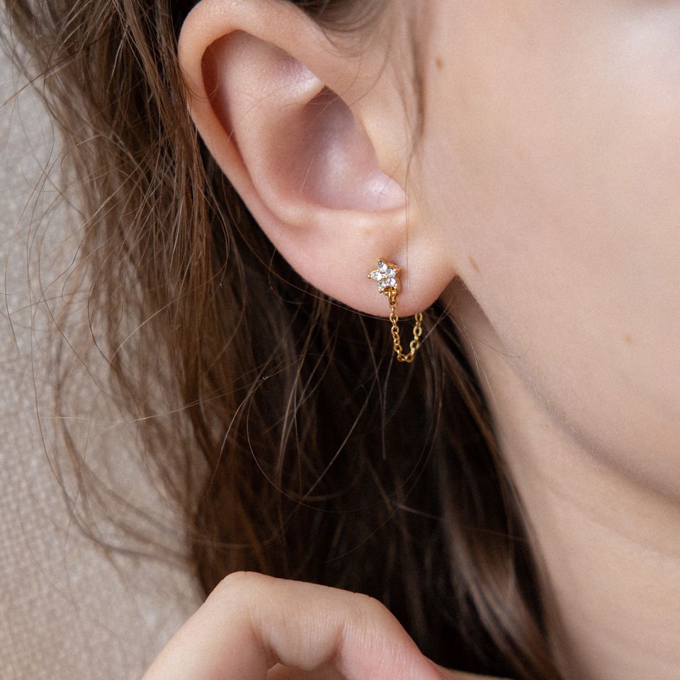 Tiny star and chain drop earring - 감도 깊은 취향 셀렉트샵 29CM