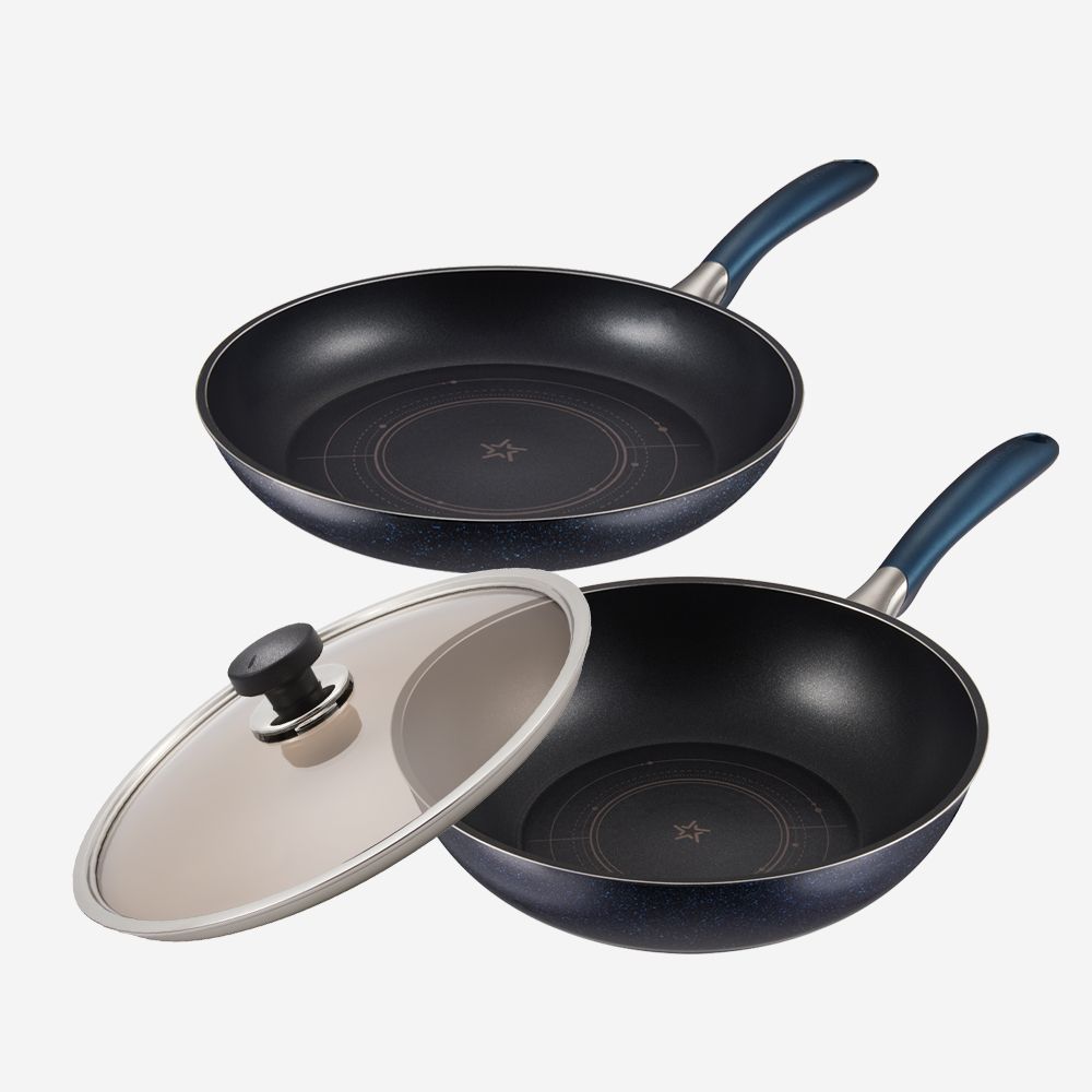 [본사직영] HC해피콜 갤럭시 블루 IH 프라이팬 3P 세트(F28/W28/뚜28) - 감도 깊은 취향 셀렉트샵 29CM