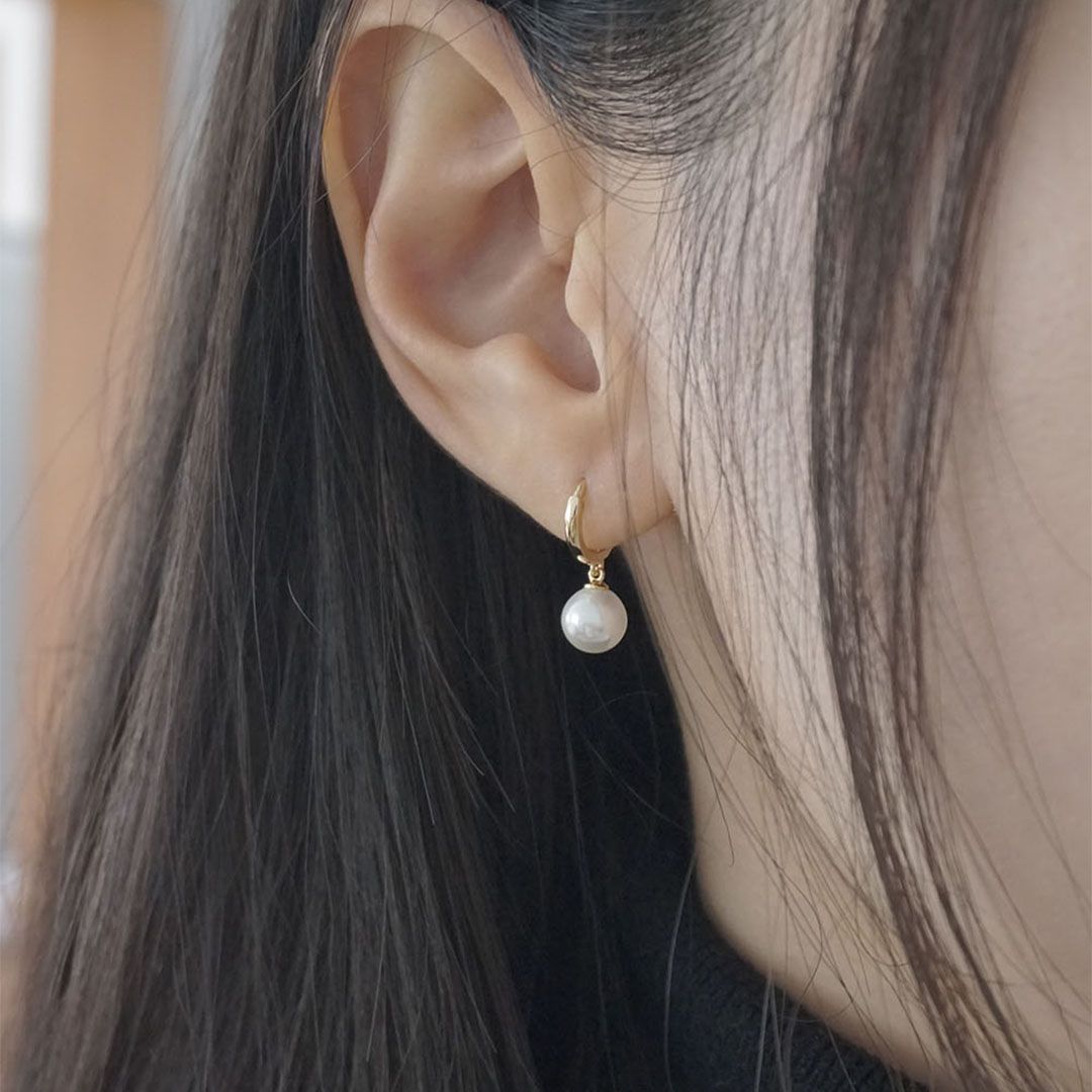 14k pearl drop one touch ring earrings (1pair) - 감도 깊은 취향 셀렉트샵 29CM