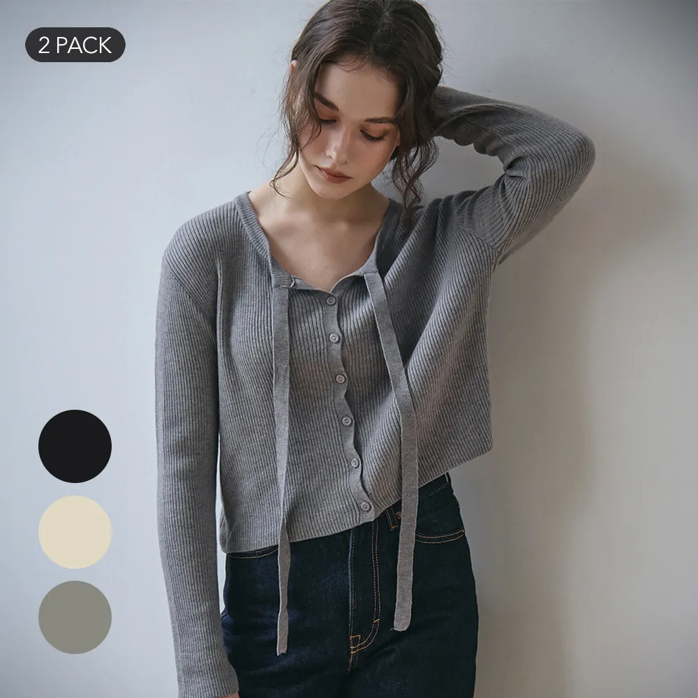 [2PACK] RIBBON TIE KNIT CARDIGAN_3COLOR - 감도 깊은 취향 셀렉트샵 29CM