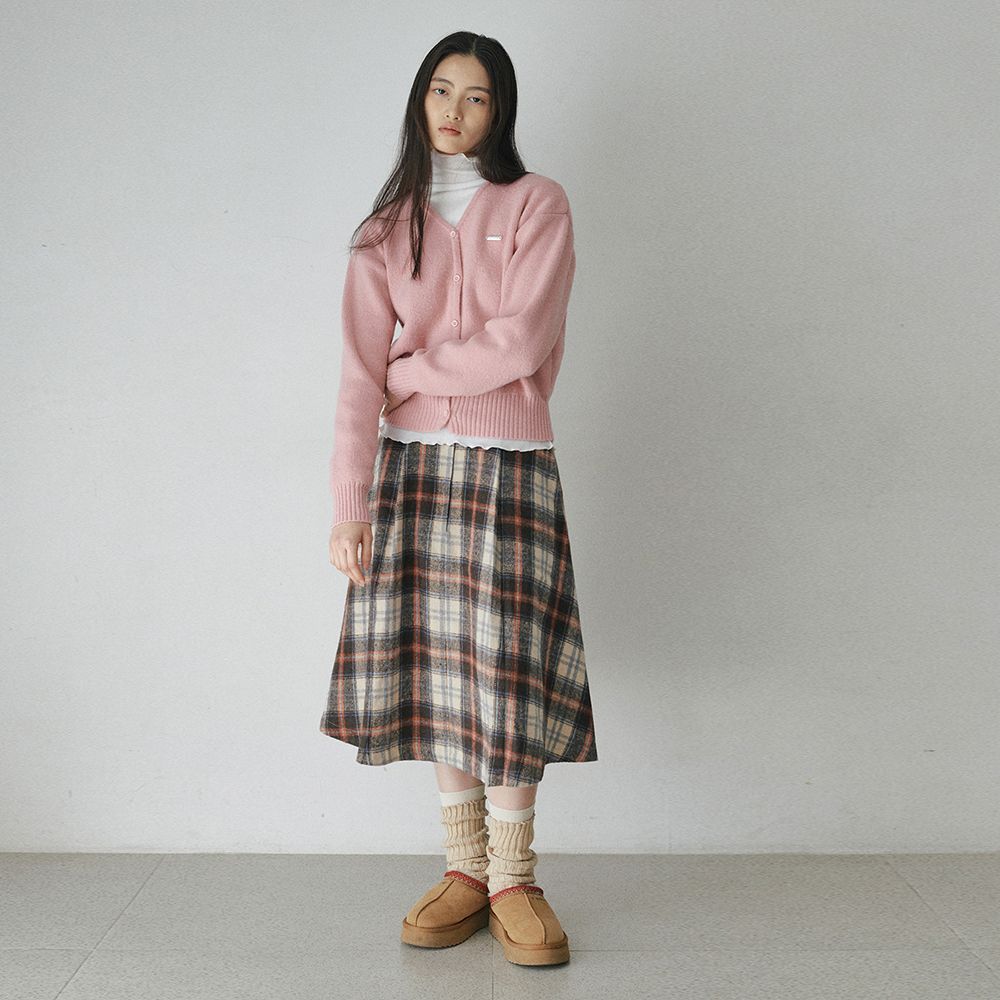 체크 플리츠 미디 롱 스커트 베이지 - 감도 깊은 취향 셀렉트샵 29CM