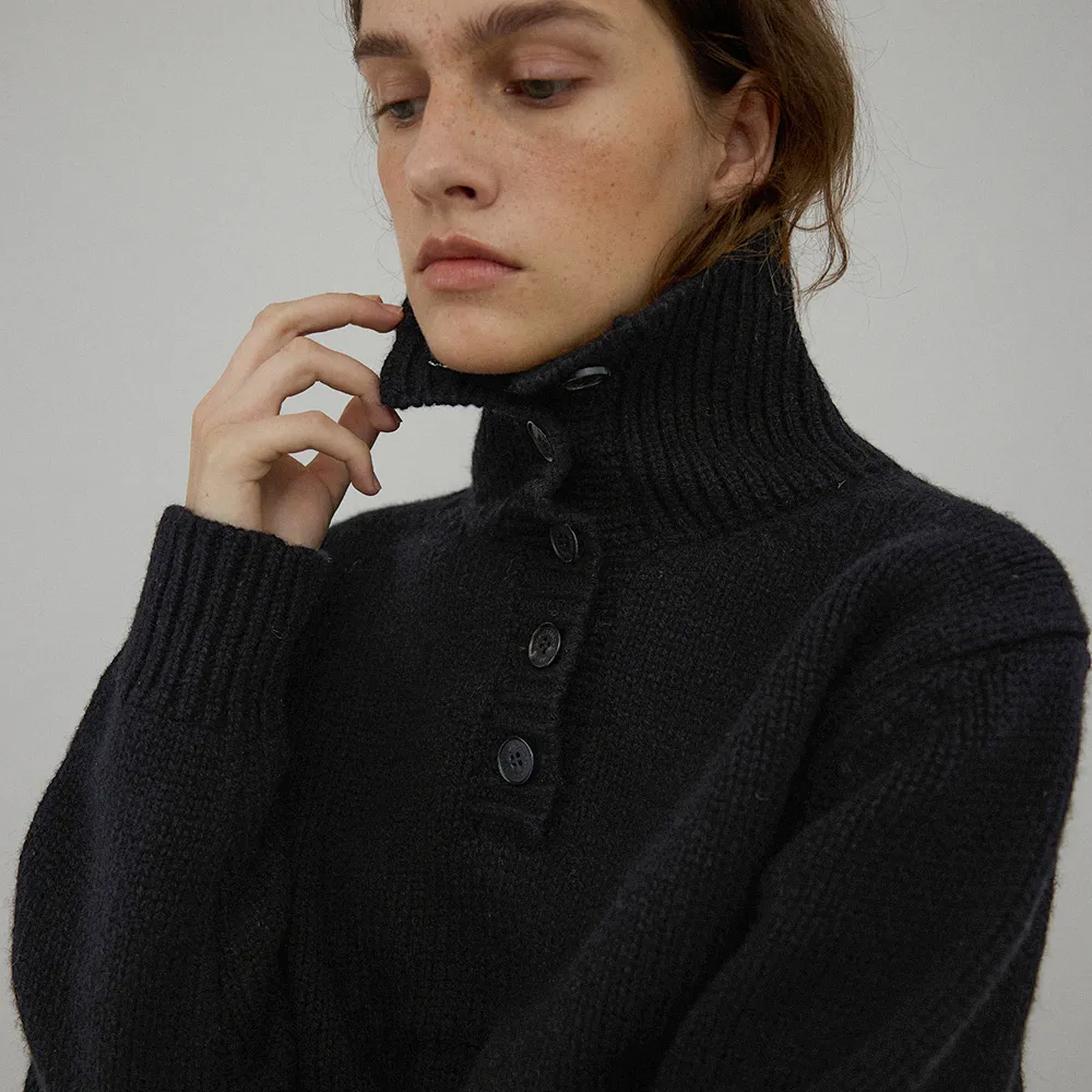 Walter half button knit_black - 감도 깊은 취향 셀렉트샵 29CM