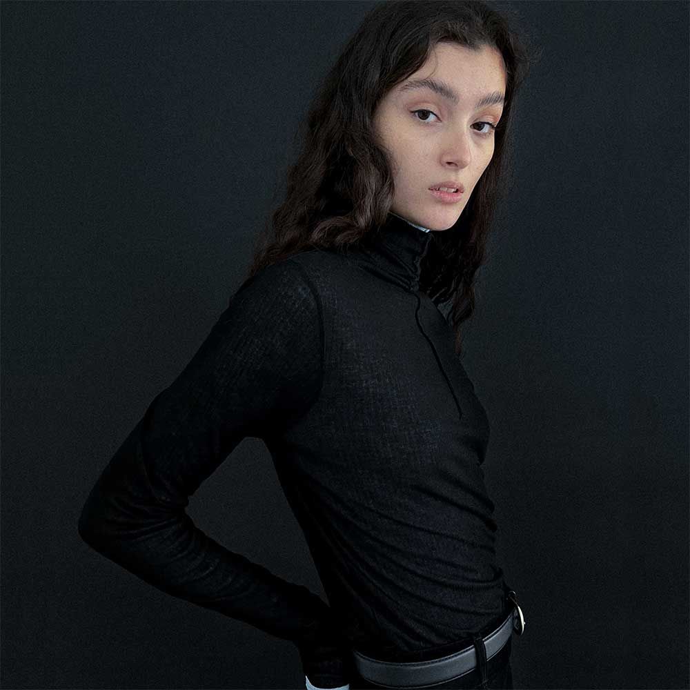 [24 WINTER][SALT Label] TENCEL LONG SLEEVE TURTLENECK_BLACK - 감도 깊은 취향 셀렉트샵 29CM