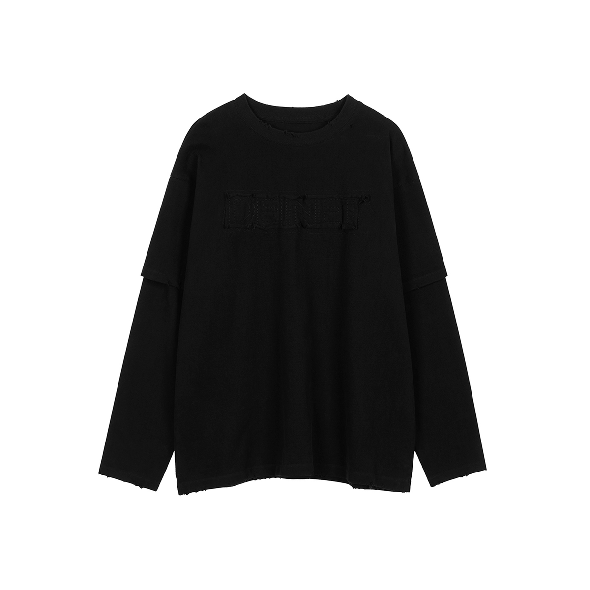 FAKE LAYERED DAMAGE SWEAT SHIRTS IN BLACK - 감도 깊은 취향 셀렉트샵 29CM
