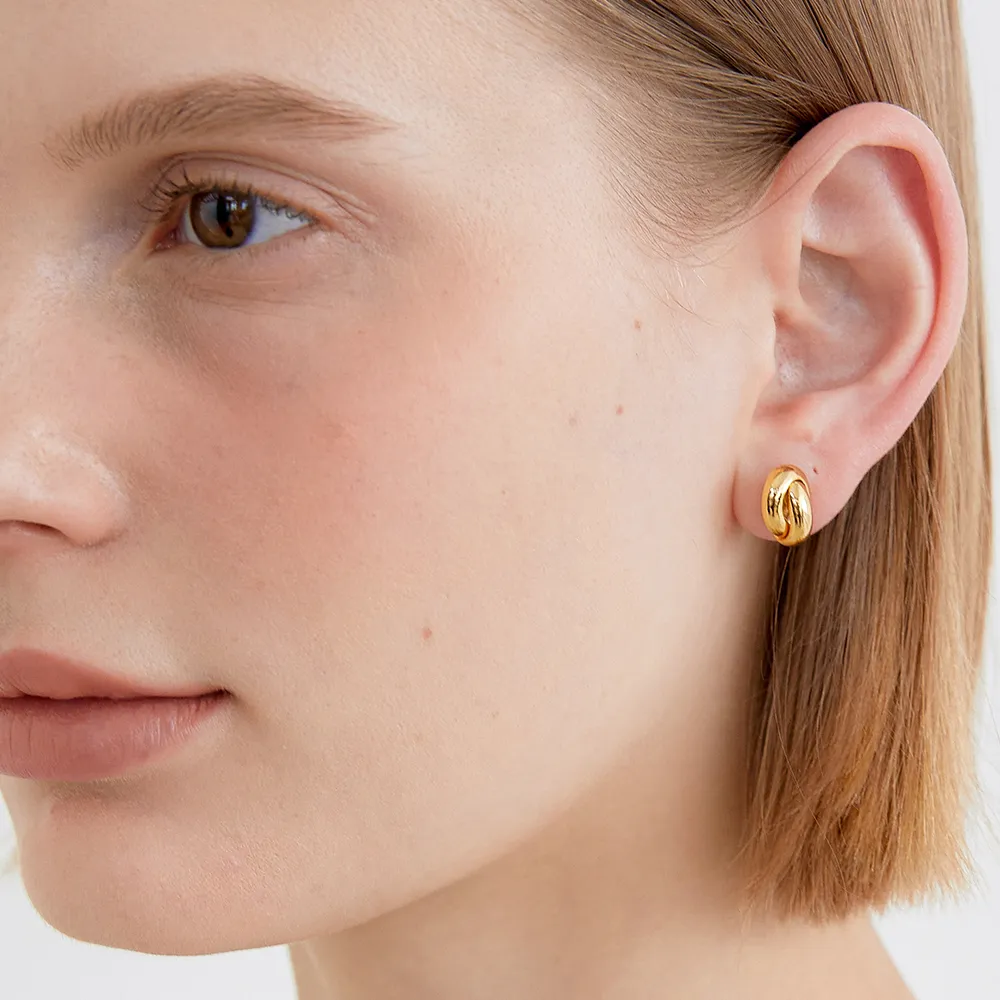 [트와이스 쯔위 착용] cross ring simple earrings (E043_gold) - 감도 깊은 취향 셀렉트샵 29CM