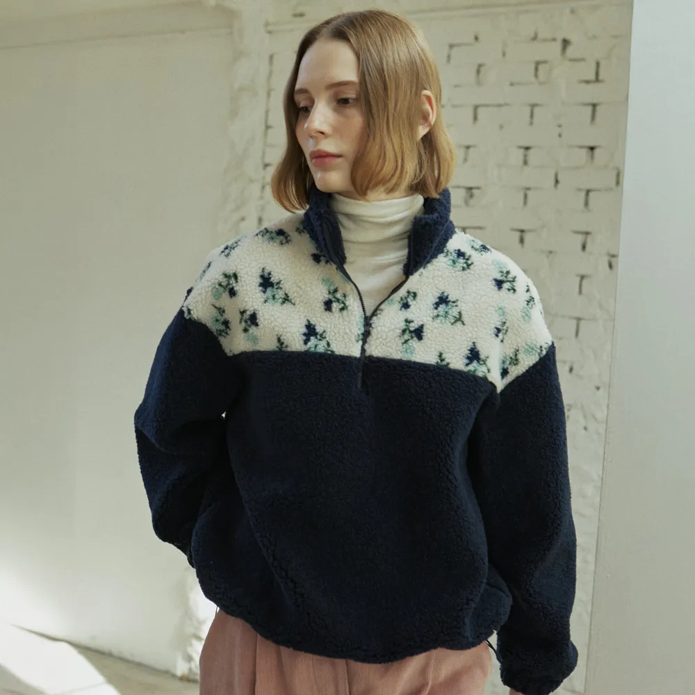 FLOWER FLEECE ZIP UP_NAVY - 감도 깊은 취향 셀렉트샵 29CM