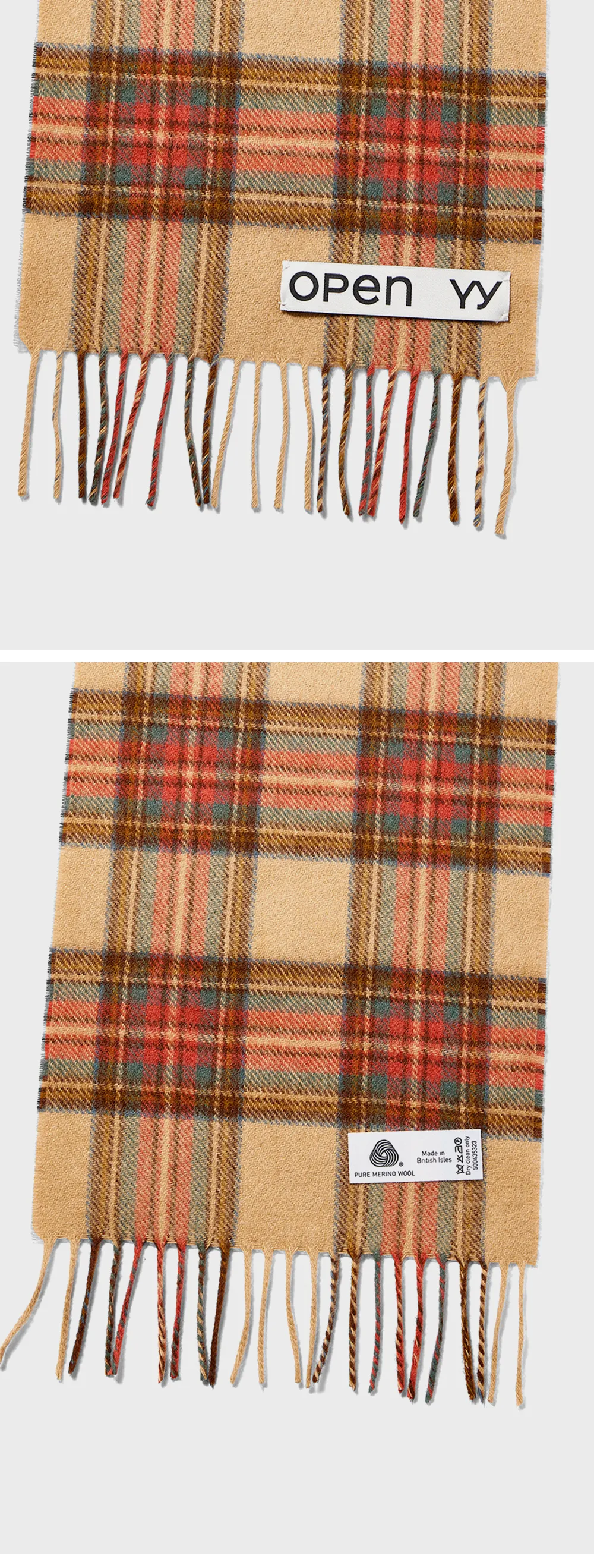 OPEN YY TARTAN WOOL SCARF (BEIGE) - 감도 깊은 취향 셀렉트샵 29CM