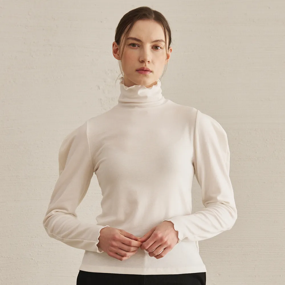 Puff Sleeve Turtleneck T-Shirs - White - 감도 깊은 취향 셀렉트샵 29CM