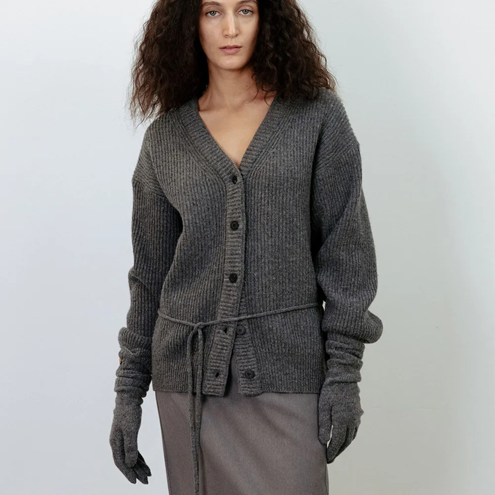 RIBBED WAIST STRING CARDIGAN [CHARCOAL] - 감도 깊은 취향 셀렉트샵 29CM
