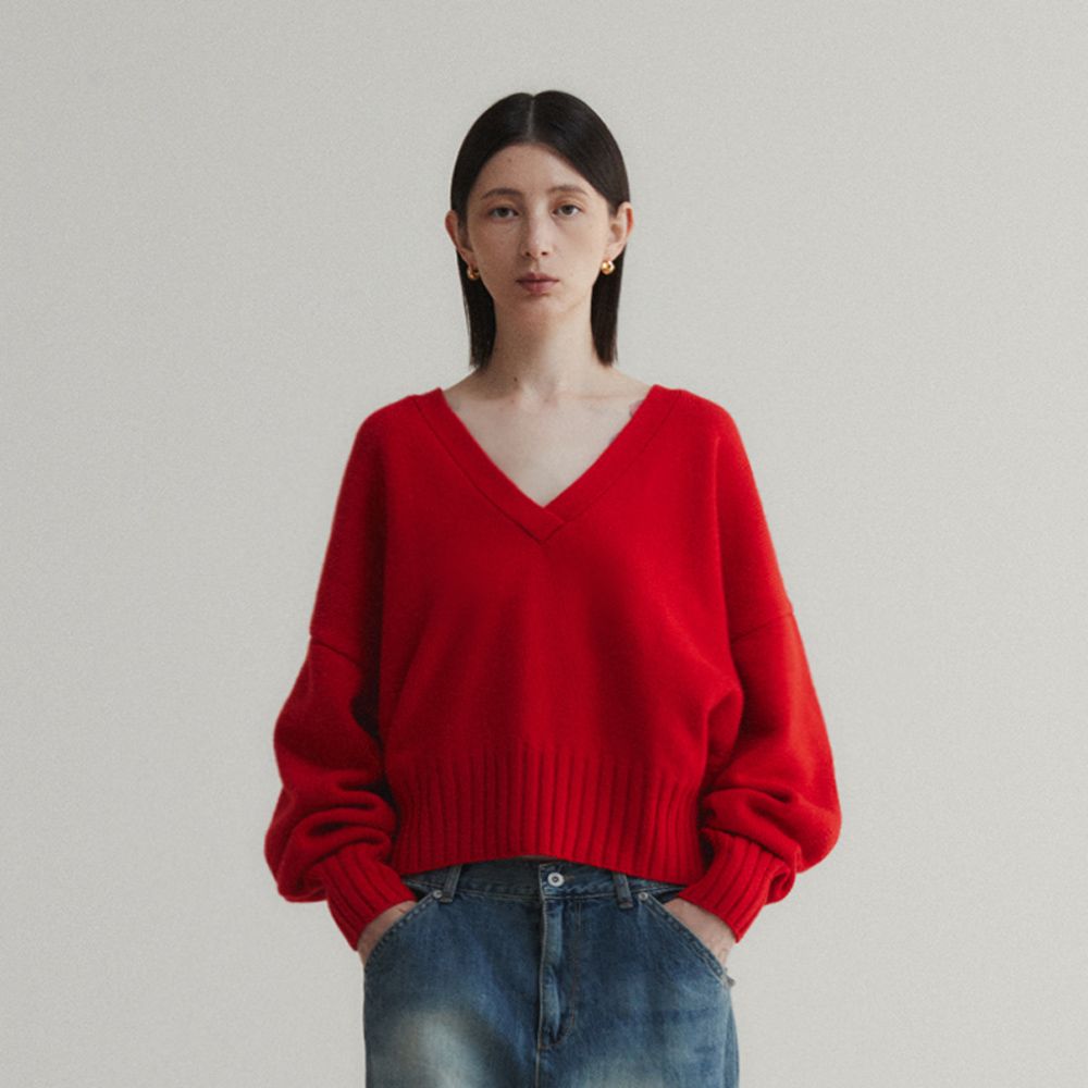 Nature V Neck Knit - Red - 감도 깊은 취향 셀렉트샵 29CM