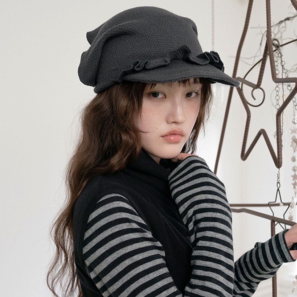 Frill winter visor cap (Charcoal) - 감도 깊은 취향 셀렉트샵 29CM