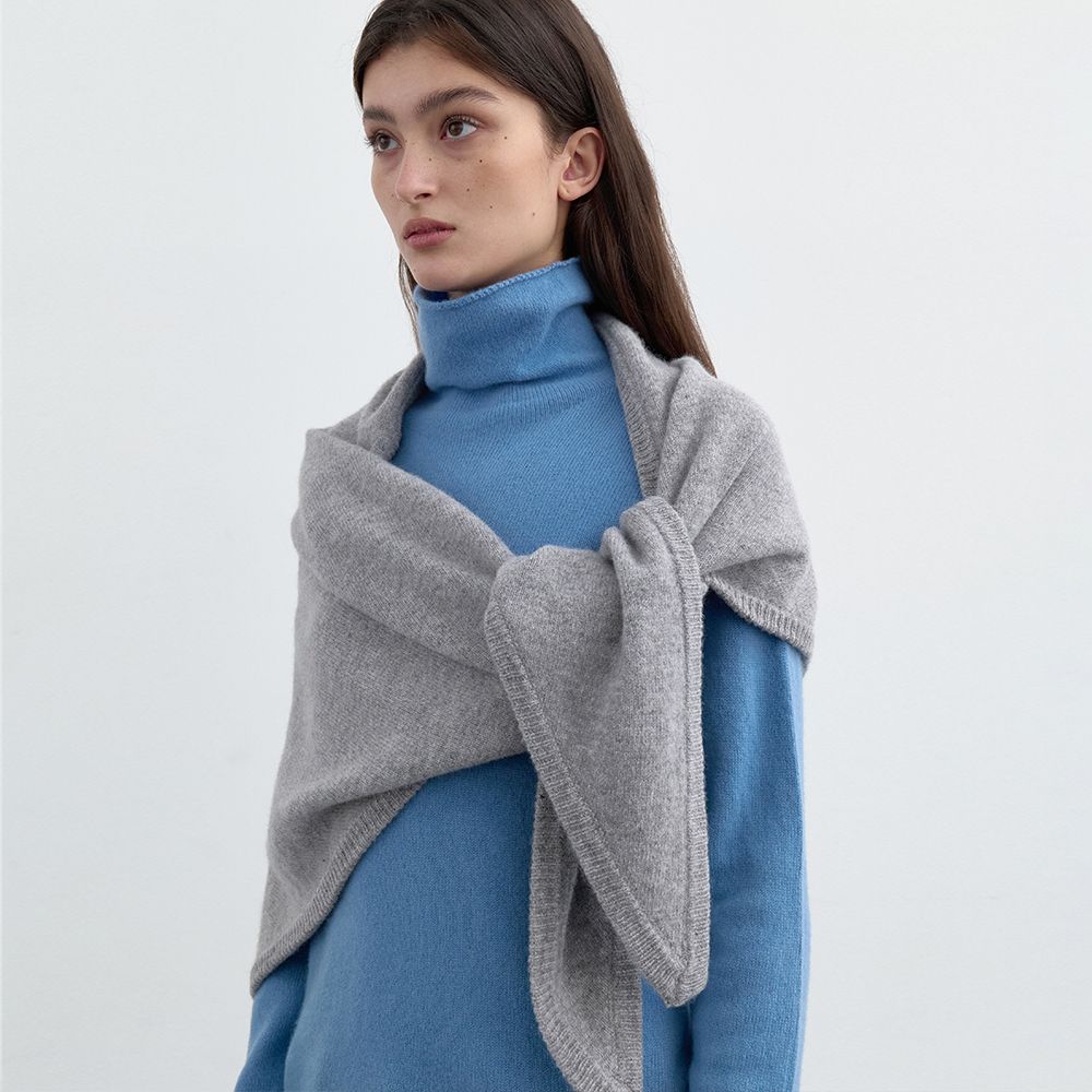 WOOL 100% KNIT SHAWL, GREY - 감도 깊은 취향 셀렉트샵 29CM