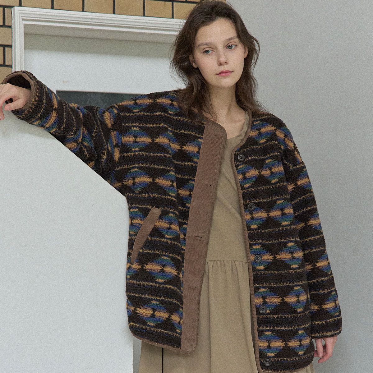 Ethnic Buckle Padding Jumper - BROWN - 감도 깊은 취향 셀렉트샵 29CM