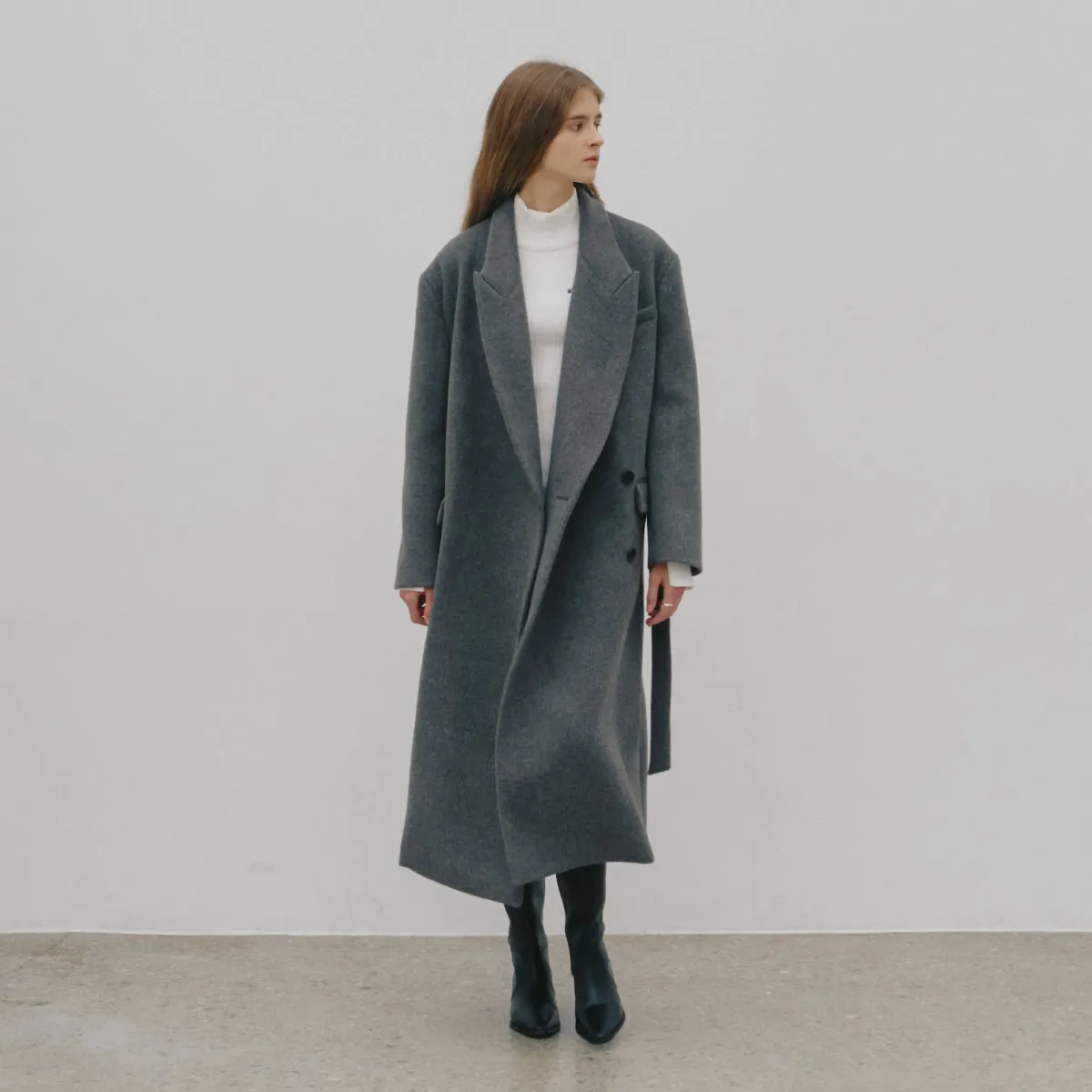 [3th]LONDON Cashmere Double Oversized Tailored Coat_Charcoal Gray - 감도 ...