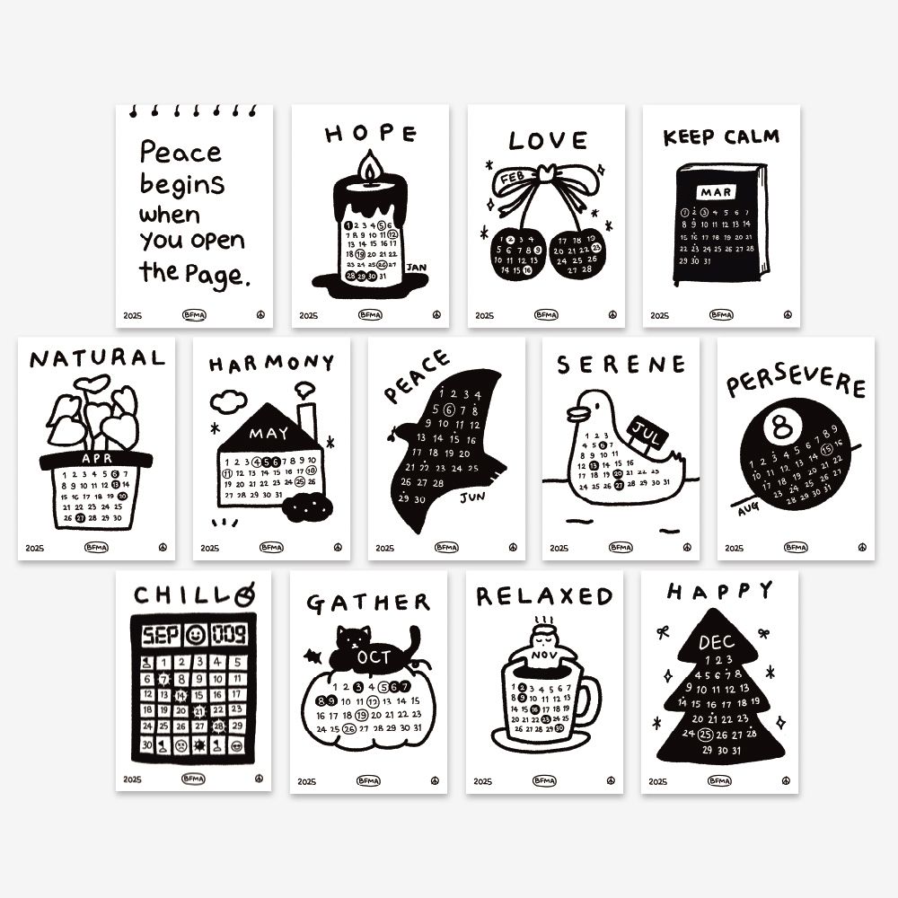 BFMA 2025 두들 PEACE 포스터 캘린더 A5, A3 - 감도 깊은 취향 셀렉트샵 29CM