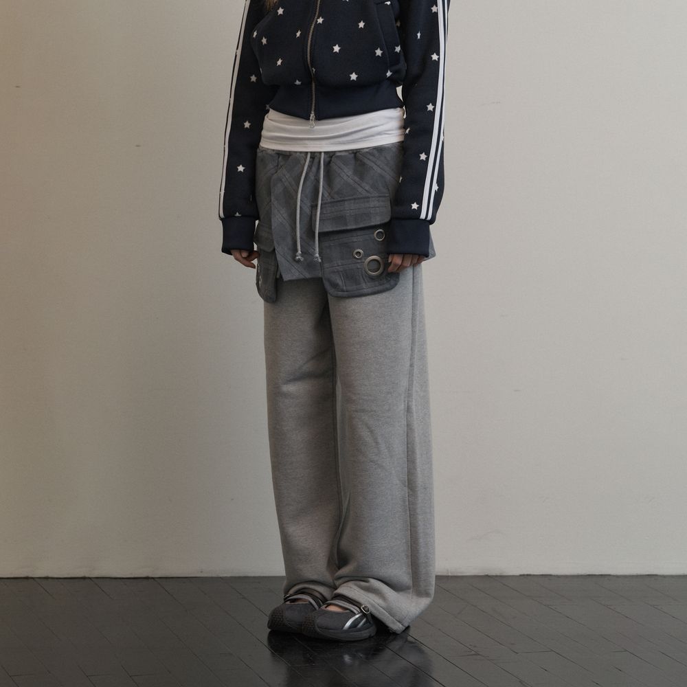 CHECK LAYERED SWEATPANTS MELANGE GREY - 감도 깊은 취향 셀렉트샵 29CM