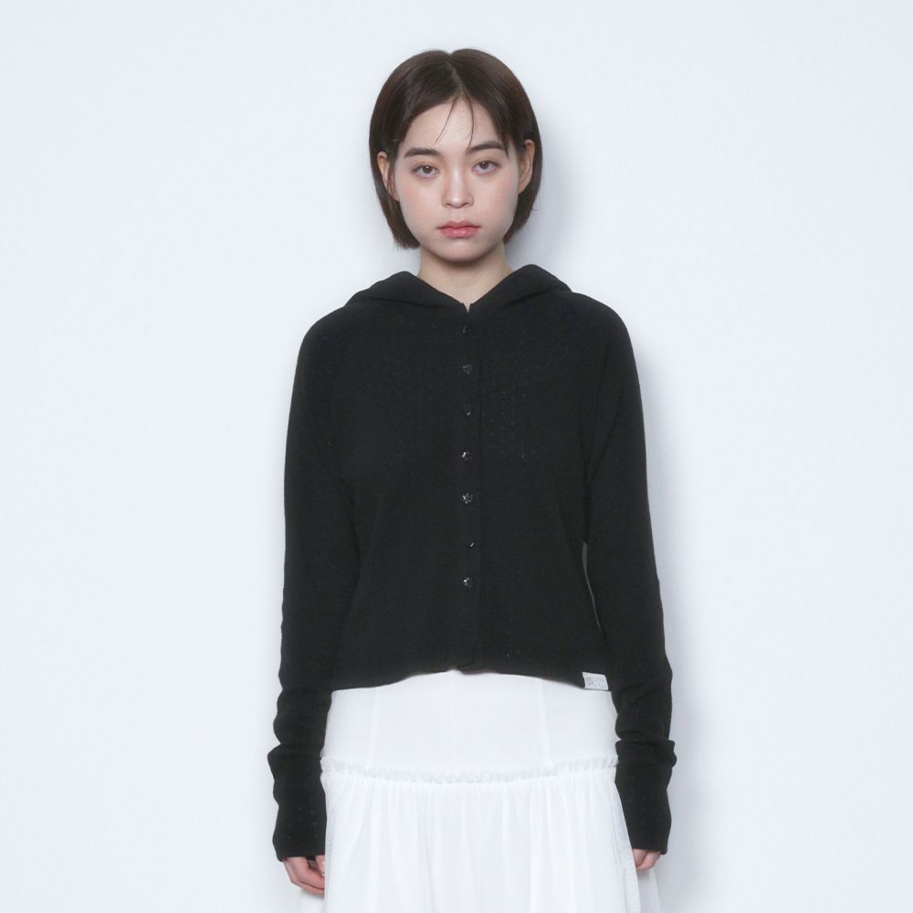 POINTELLE BUTTONED HOODIE [BLACK] - 감도 깊은 취향 셀렉트샵 29CM