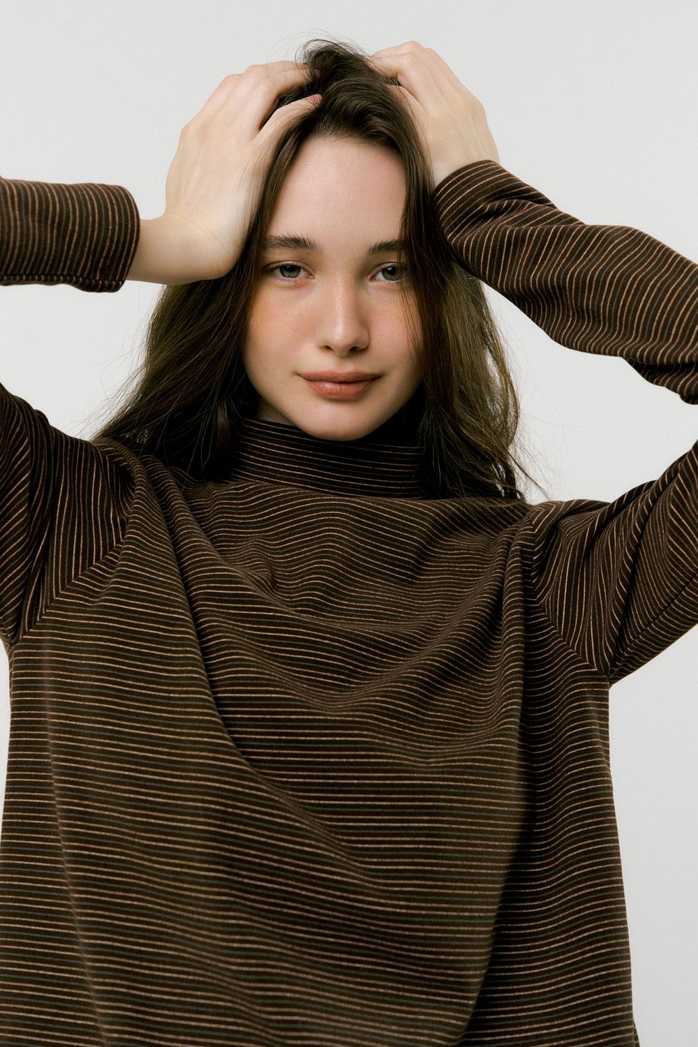 Fleece Stripe Half-Turtleneck (Brown Stripe) - 감도 깊은 취향 셀렉트샵 29CM