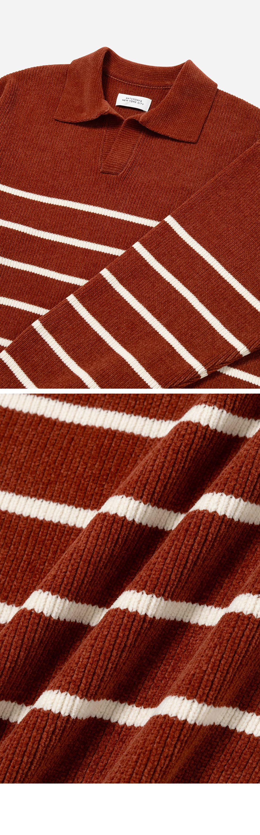 (M) MOLE YARN STRIPE SKIPPER KNIT (BRICK) - 감도 깊은 취향 셀렉트샵 29CM