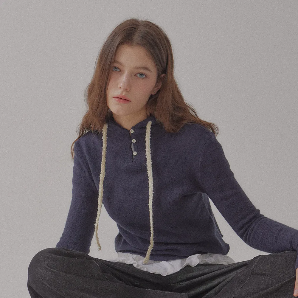MULE BUTTON KNIT HOODIE - DEEP NAVY - 감도 깊은 취향 셀렉트샵 29CM