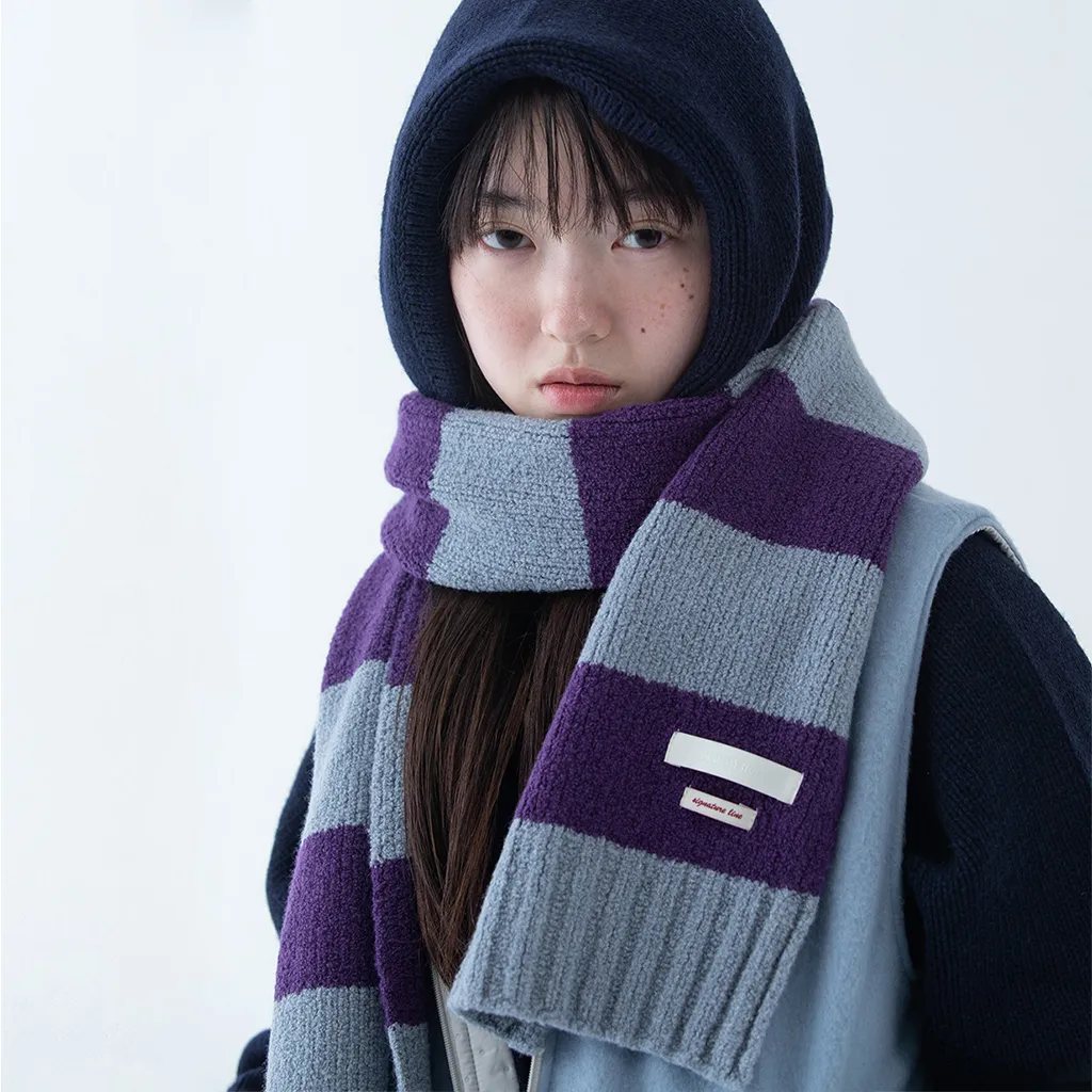 STRIPE PATTERN MUFFLER, PURPLE BLUE - 감도 깊은 취향 셀렉트샵 29CM