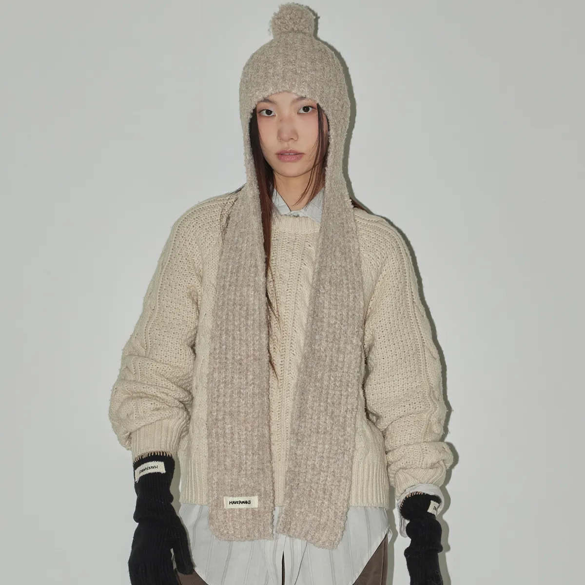 knit bell muffler hat (BEIGE) - 감도 깊은 취향 셀렉트샵 29CM