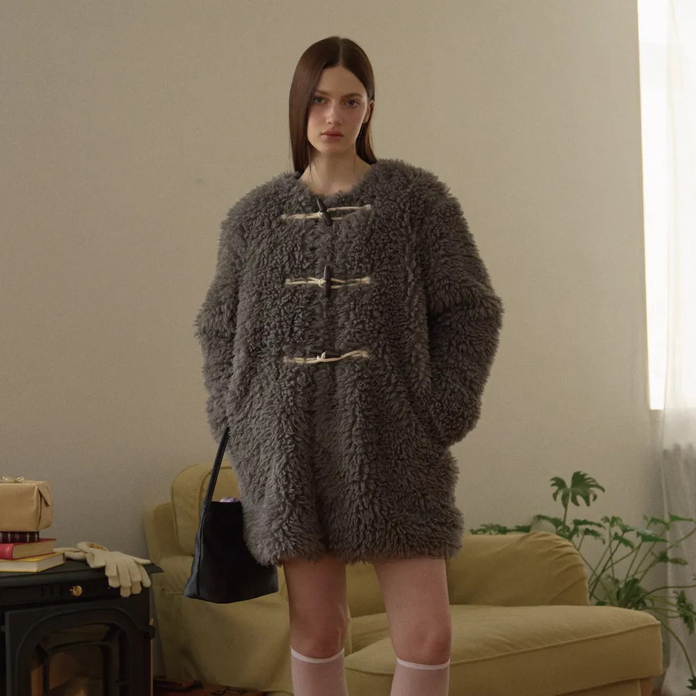 TOGGLE BUTTON FUR JACKET_DARK GREY - 감도 깊은 취향 셀렉트샵 29CM