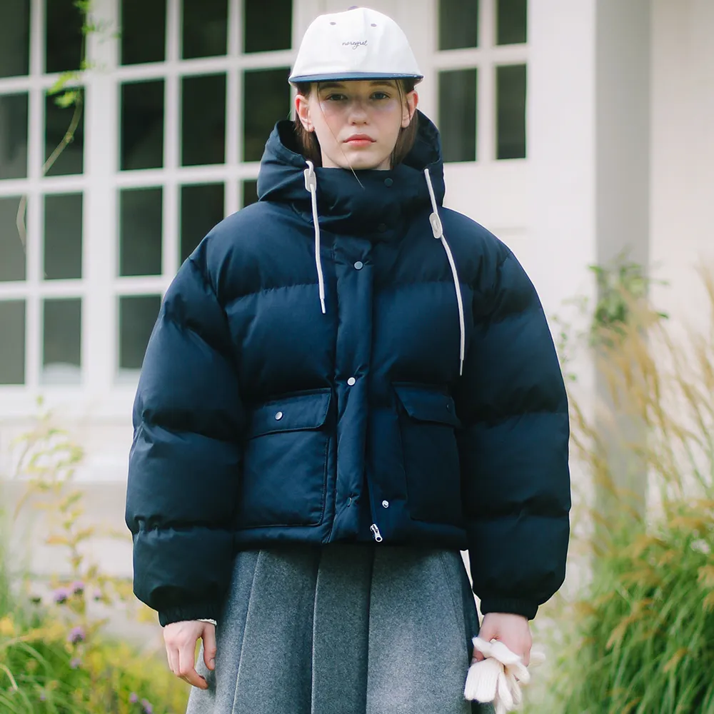 [니노 착용] String Hoodie Crop Padding_Navy - 감도 깊은 취향 셀렉트샵 29CM