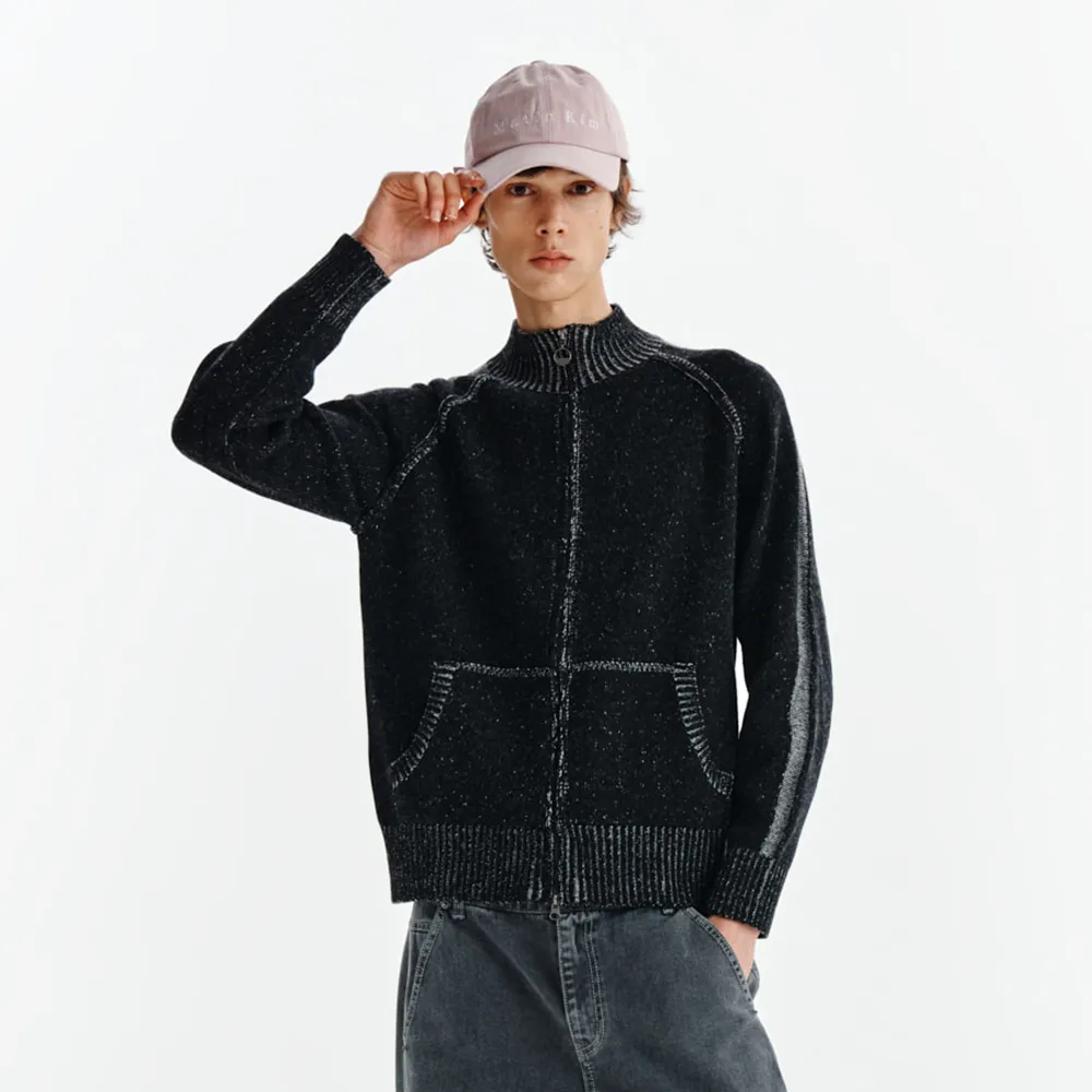 TWO TONE MIXED KNIT ZIP UP FOR MEN IN BLACK - 감도 깊은 취향 셀렉트샵 29CM