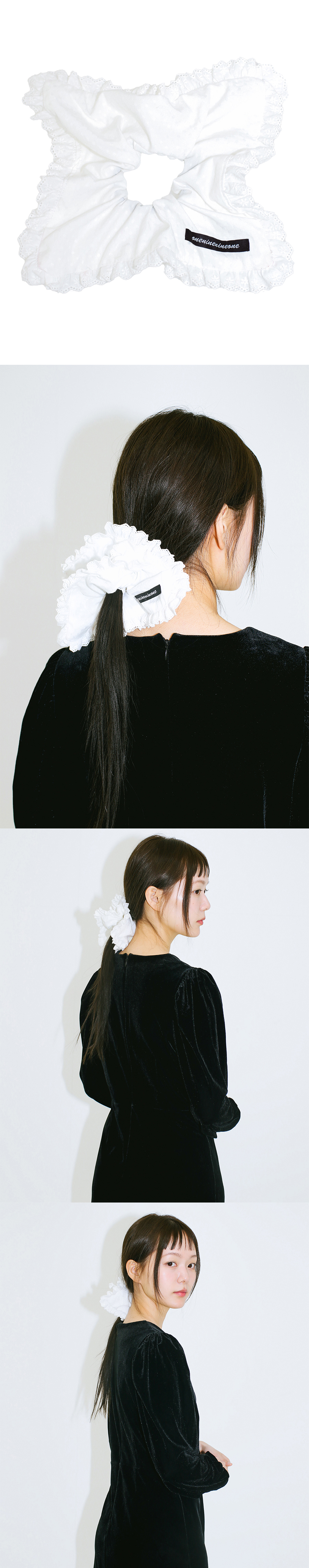 SQUARE LACE SCRUNCHIE_DOTS WHITE - 감도 깊은 취향 셀렉트샵 29CM