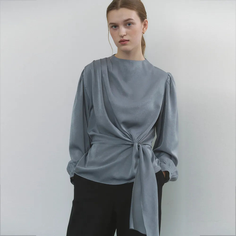 comos 1321 draped mock neck blouse (gray) - 감도 깊은 취향 셀렉트샵 29CM