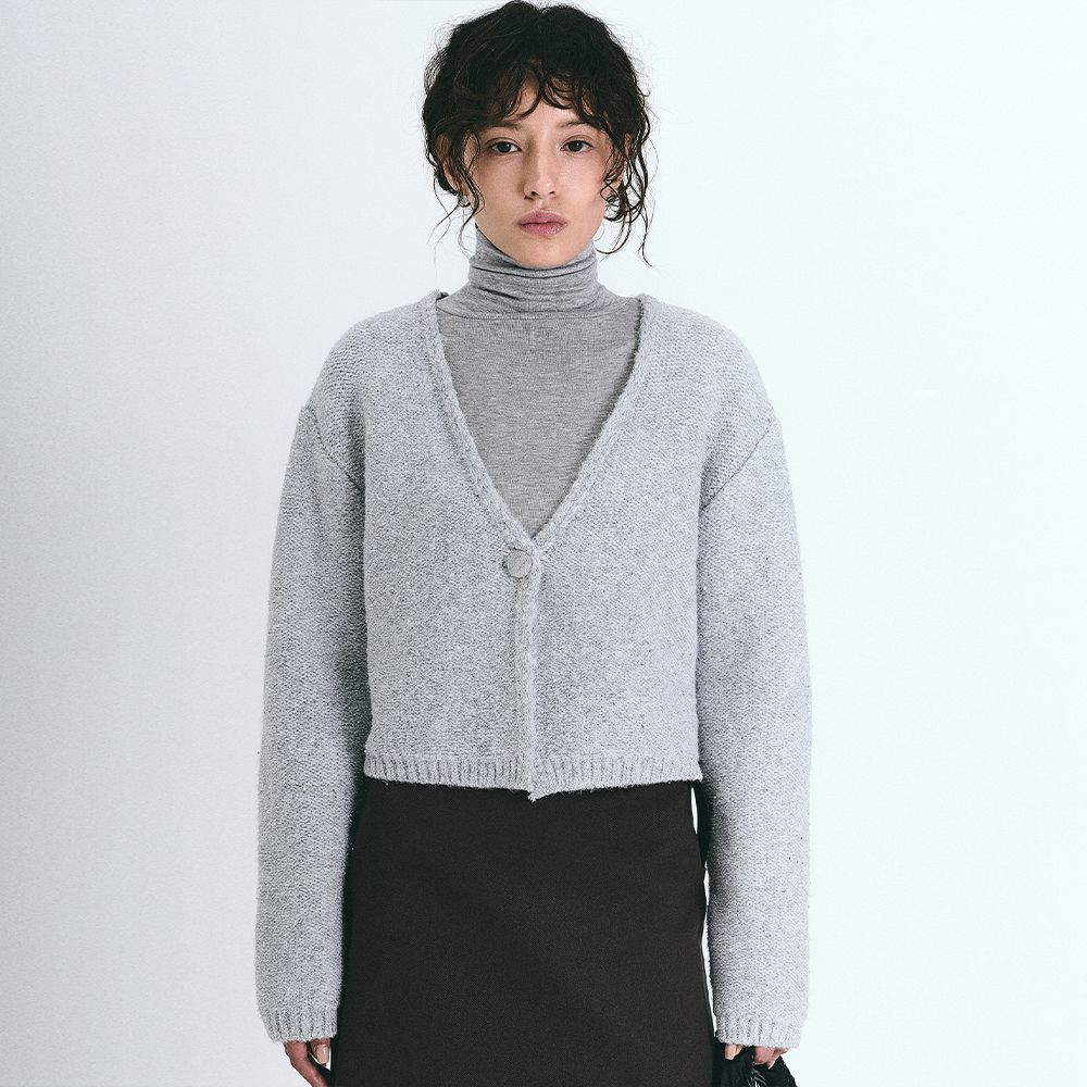 TWINKLE CROP WOOL KNIT CARDIGAN_LIGHT GRAY - 감도 깊은 취향 셀렉트샵 29CM