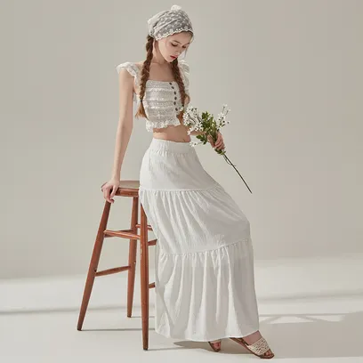 [예약주문 07/16 순차배송] Shirring Band Cotton Skirt (Dark Navy) - 감도 깊은 취향 ...