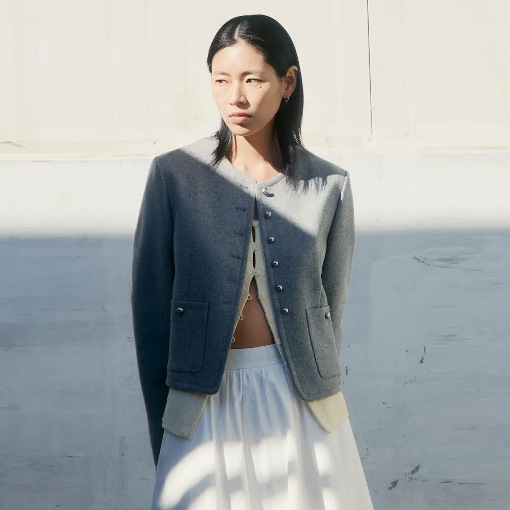 Button Detail Round Neck Jacket Grey (KE5111M063) - 감도 깊은 취향 셀렉트샵 29CM