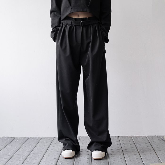 Pintuck belted wide pants - black - 감도 깊은 취향 셀렉트샵 29CM