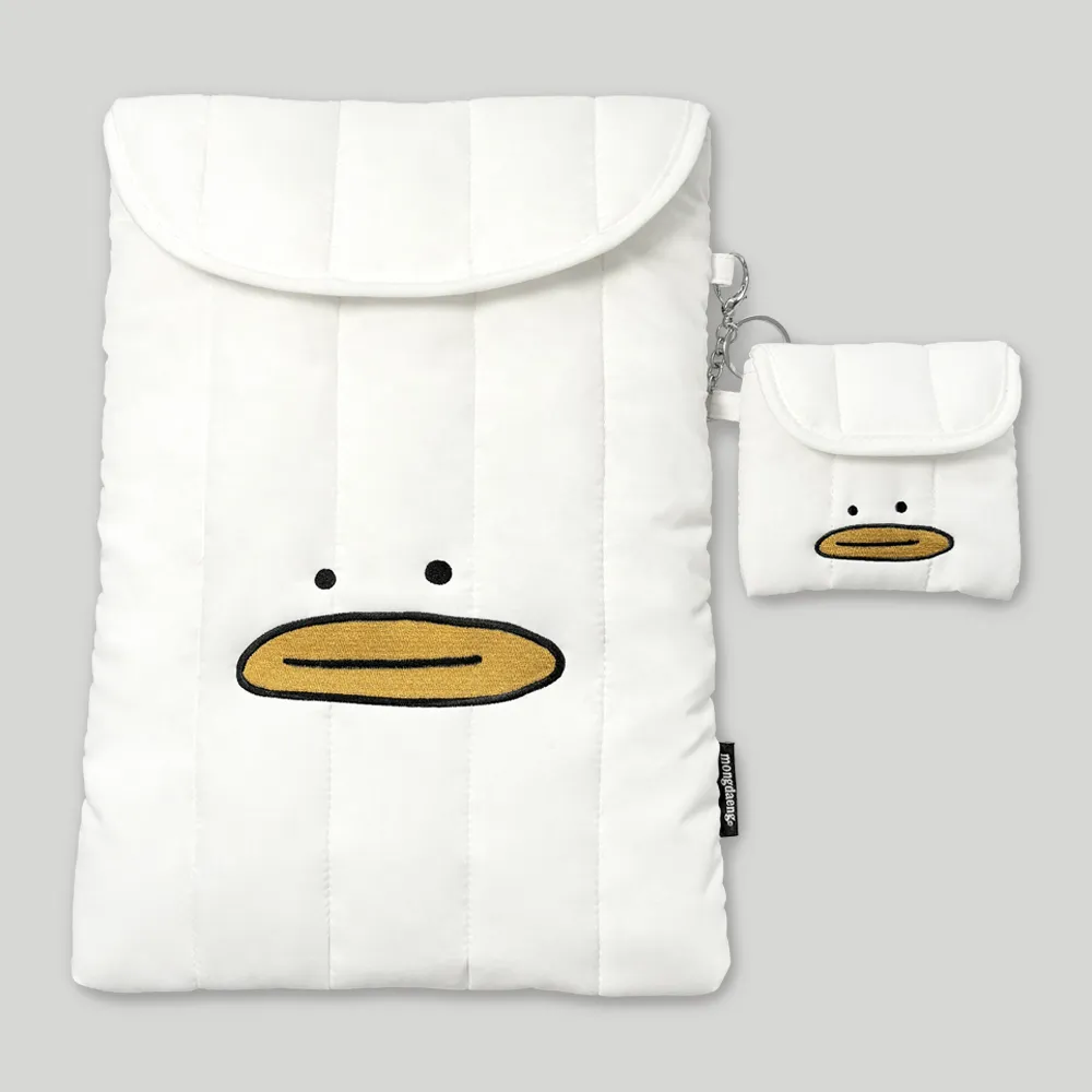 The kim bba duck laptop ipad cream pouch 13-15inch 김빠덕 노트북 아이패드 크림 파우치 ...